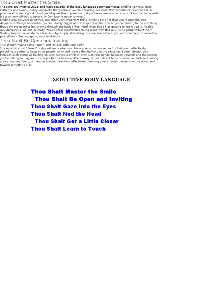 Seductive Body Language | Download Free PDF | Body Language | Psychology