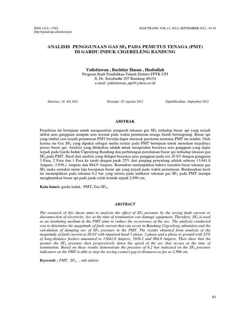 Analisis Penggunaan SF6 Pada PMT | PDF