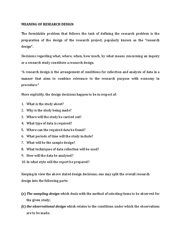 RESEARCH DESIGN GUIDE- WHAT, WHY, WHERE, HOW TO CONDUCT STUDY | PDF ...