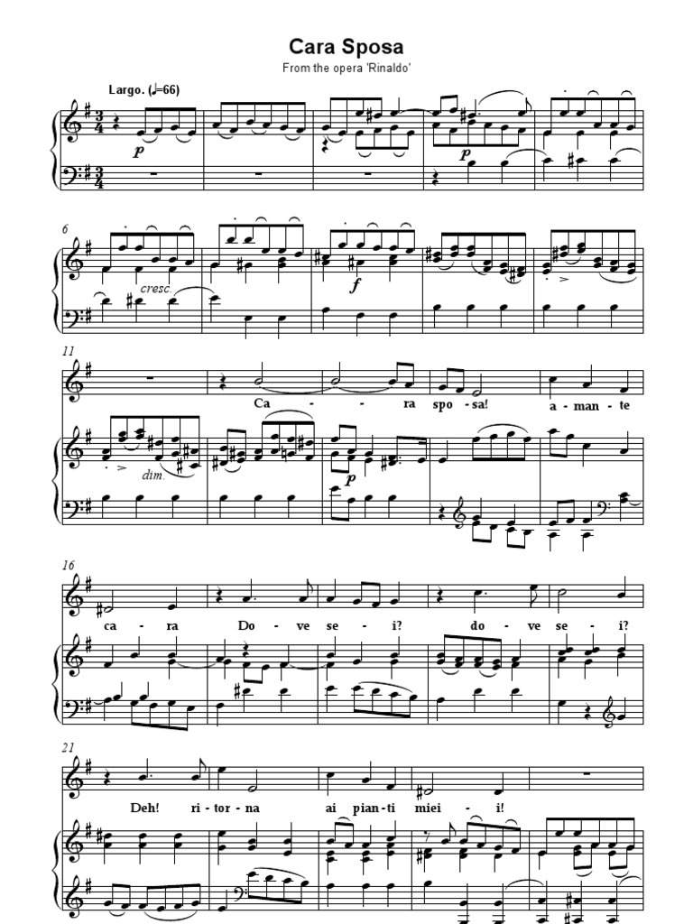 G.F.haendel Cara Sposa (Rinaldo) | PDF