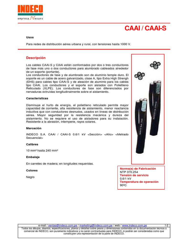 Catálogo Cables CAAI de INDECO | PDF