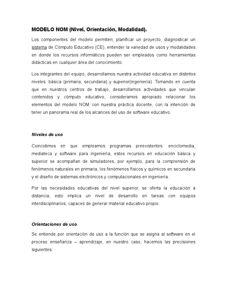 Modelo NOM | PDF | Educación primaria | Software