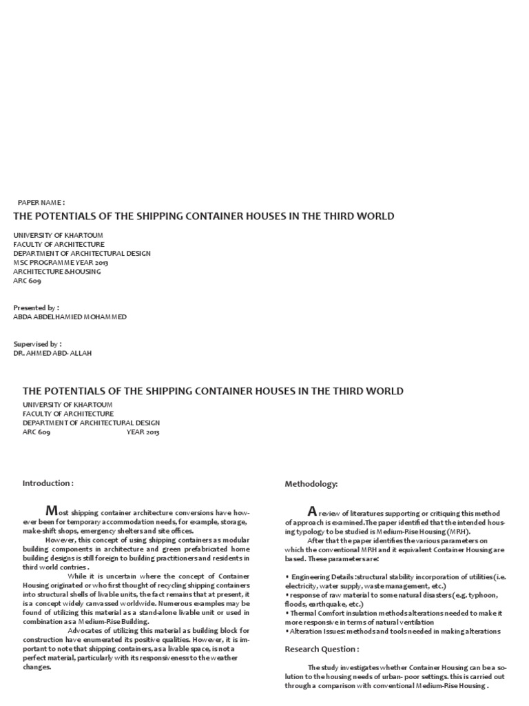 Shipping Container Housing Paper PDF | PDF | Building Insulation ...
