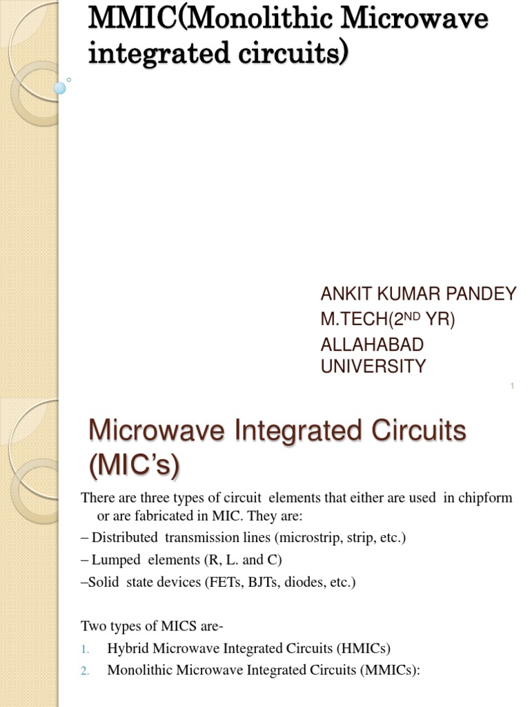 MMICs: Types, Materials, and Uses | PDF | Microwave | Integrated Circuit