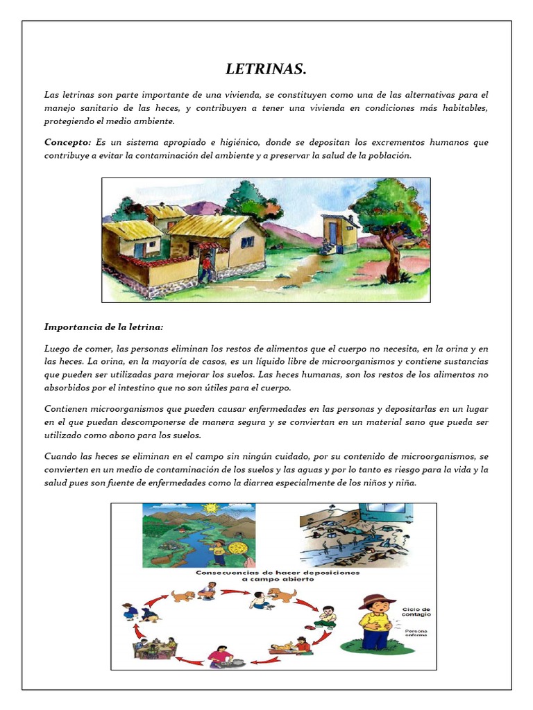 Letrinas.: Concepto: Es Un Sistema Apropiado e Higiénico, Donde Se ...