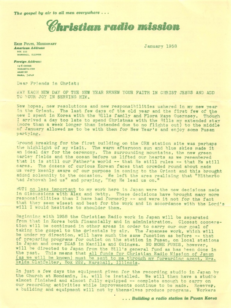 Fultz Exie 1958 Japan | PDF | Paul The Apostle | Christian Mission