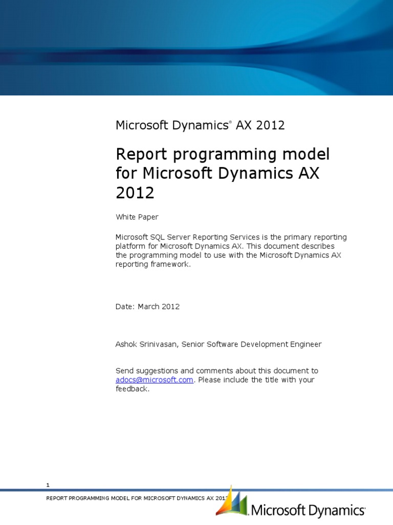 Report Programming Model For Microsoft Dynamics Ax 2012 Pdf Method