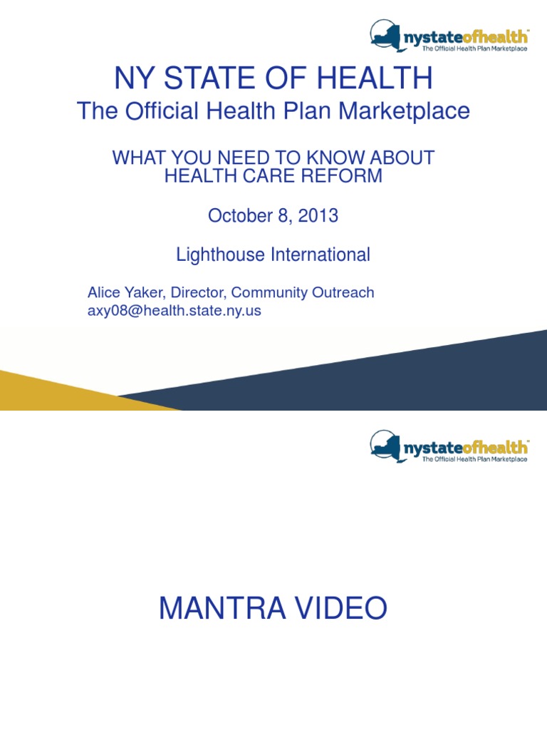 NYS Dept. of Health: NY State of Health Presentation | PDF | Patient ...
