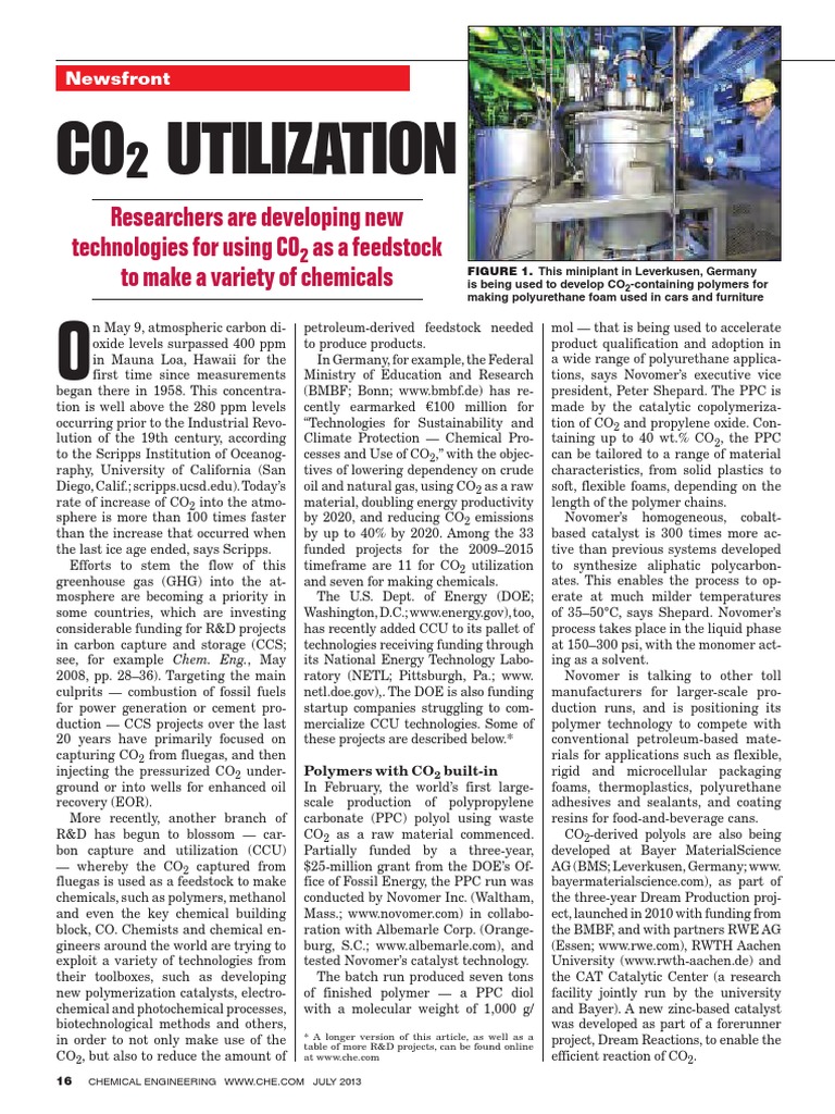 CO2 Utilization | PDF | Carbon Capture And Storage | Polyurethane