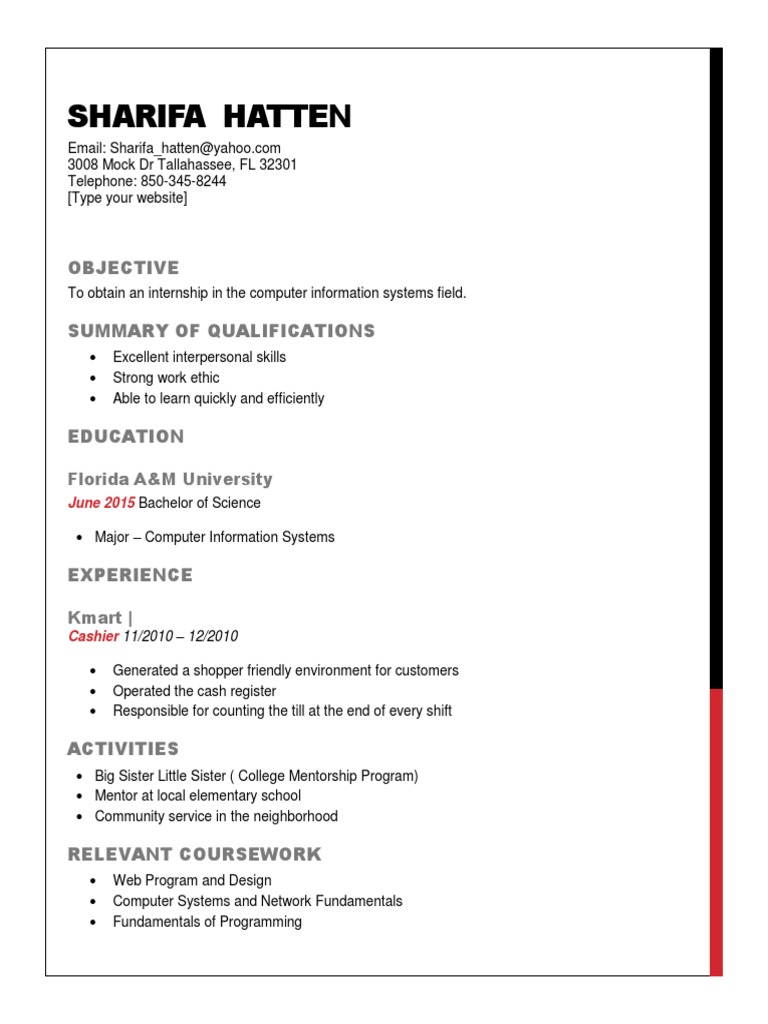 Sharifa Hatten: Objective Summary of Qualifications | PDF