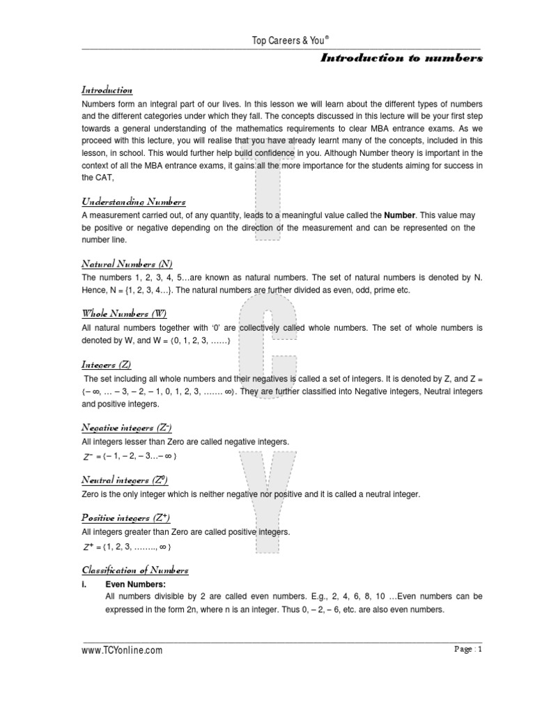 Introduction To Numbers | PDF | Fraction (Mathematics) | Numbers