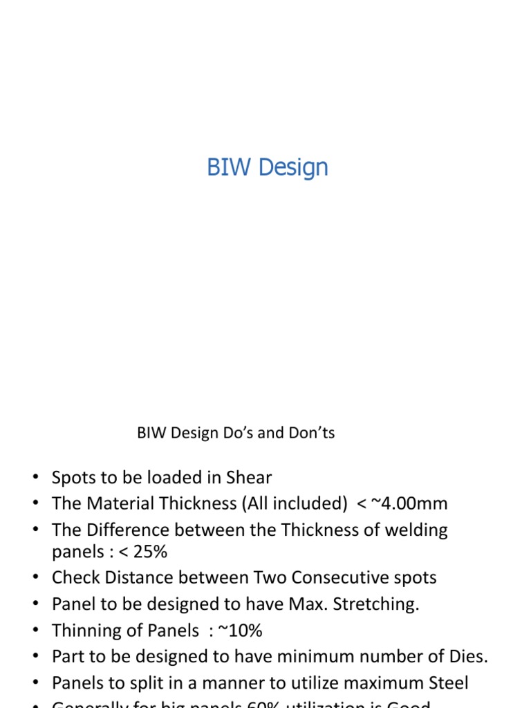 BIW Design | PDF | Sheet Metal | Welding