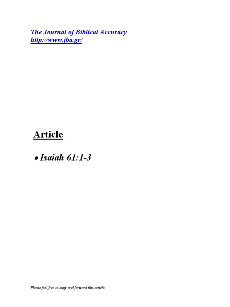 Isaiah 61:1-3 | PDF | Isaiah | Systematic Theology