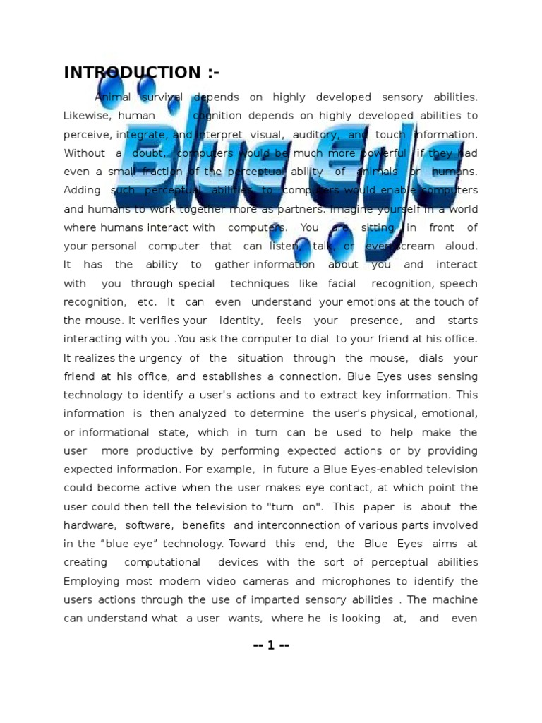 Blue Eyes Technology: Enhancing Human-Computer Interaction | PDF ...