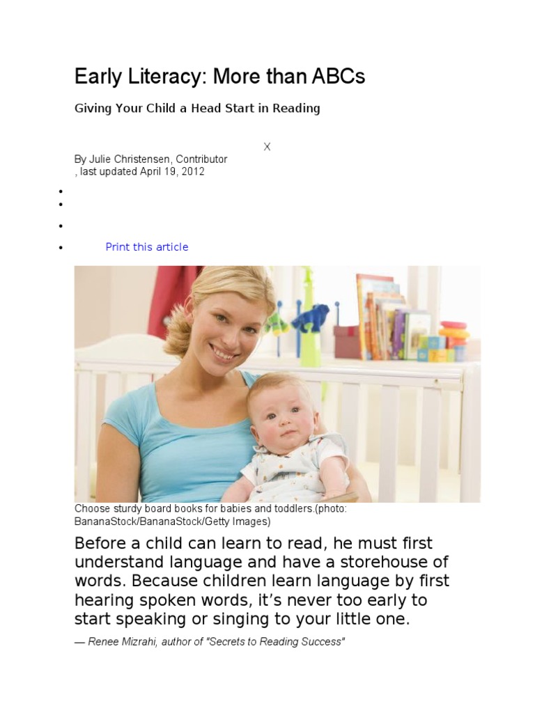 Early Literacy: More Than Abcs: Giving Your Child A Head Start in ...