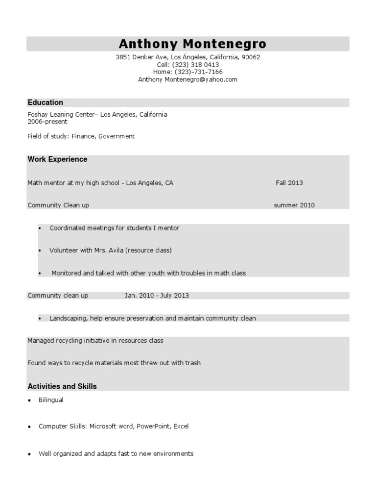 Resume Anthony | PDF | Career & Growth | Social Science