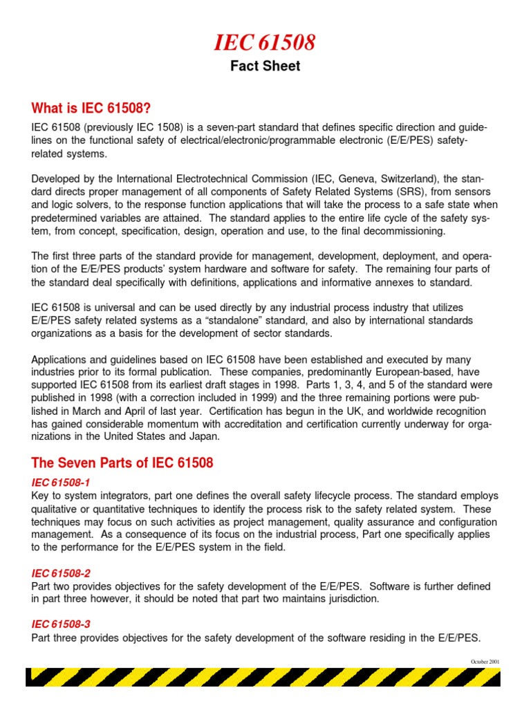 What Is IEC 61508?: Fact Sheet | PDF | International Electrotechnical ...