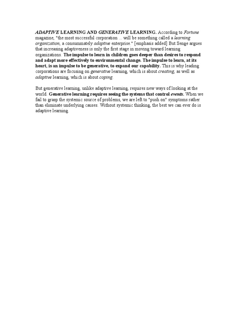 Adaptive vs. Generative Learning Insights | PDF