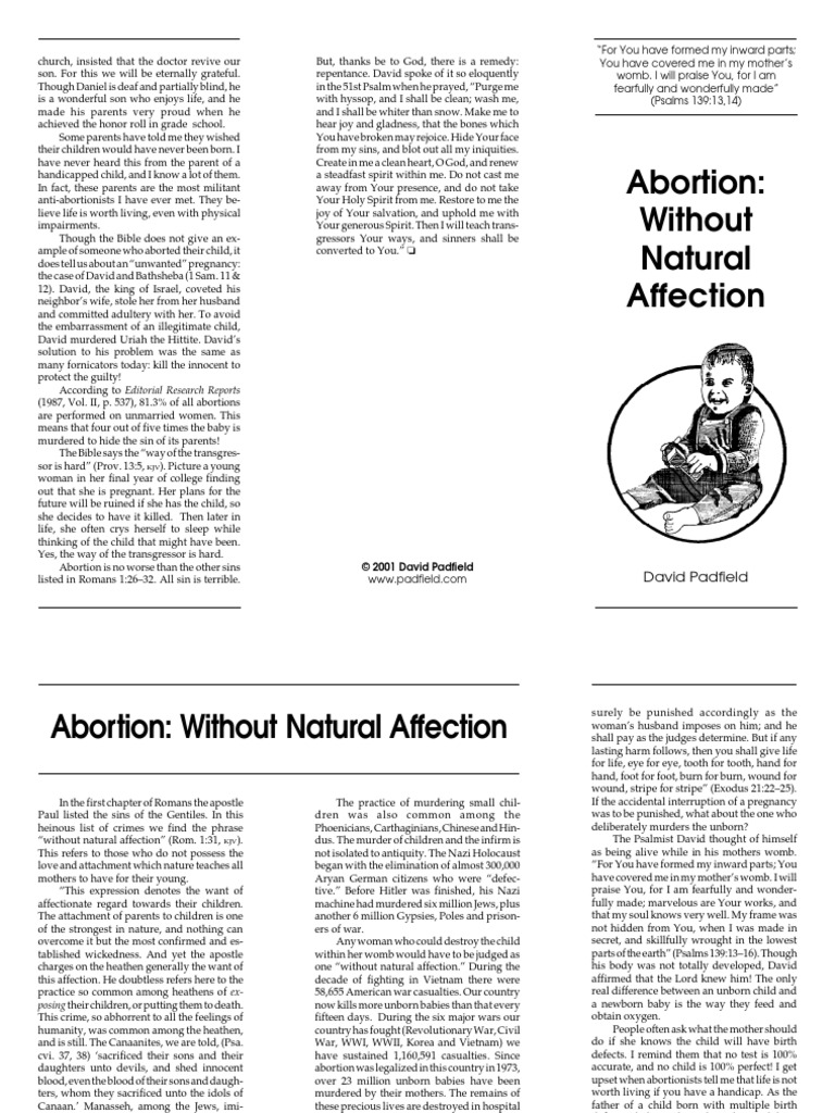 Abortion: Without Natural Affection: David Padfield | PDF | David | Sin