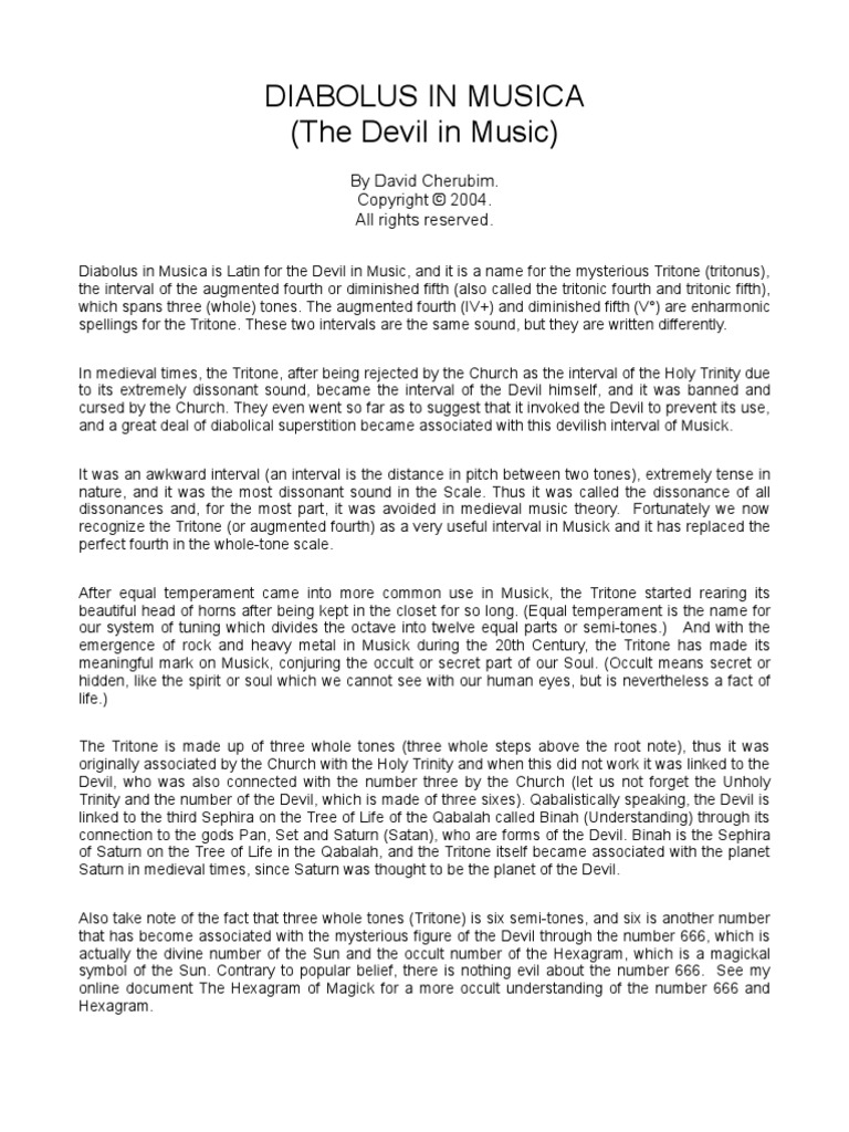 Diabolus in Musica by David Cherubim | PDF | Interval (Music) | Music ...