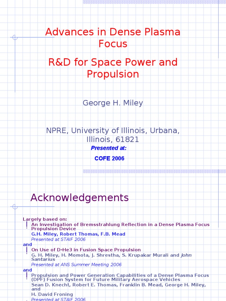 Dense Plasma Focus Fusion Propulsion | PDF | Spacecraft Propulsion ...