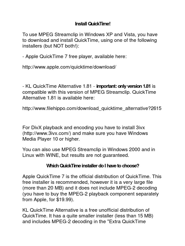 Install Quicktime! | PDF