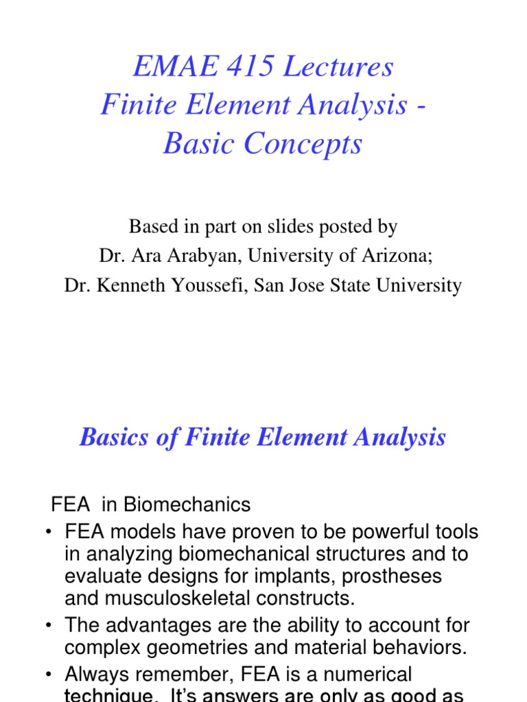 EMAE 415 Lectures Finite Element Analysis - Basic Concepts | PDF | Finite Element Method | Stiffness