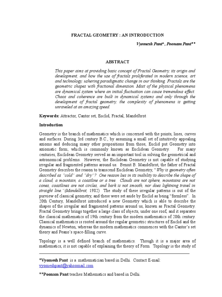 Fractal Geometry-An Introduction | PDF | Fractal | Topology