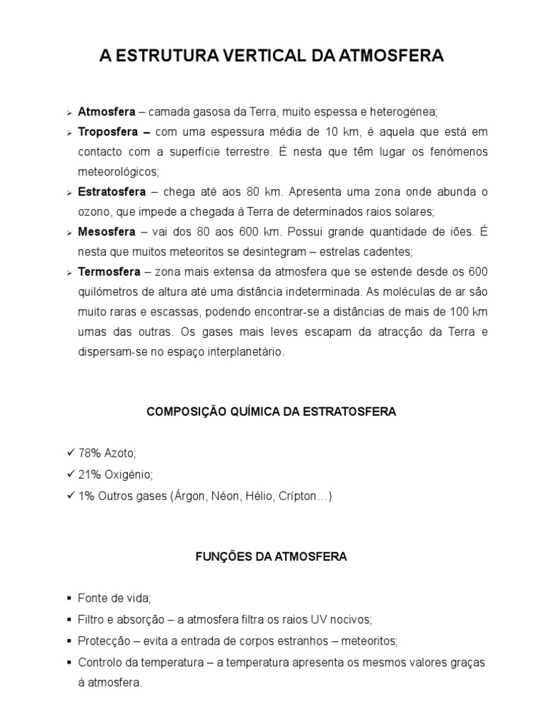A Estrutura Vertical Da Atmosfera | PDF | Atmosfera | Troposfera