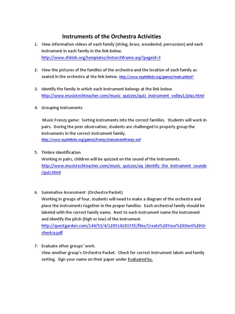 Orchestra Activities for Kids | PDF | Musical Instruments | Orchestras