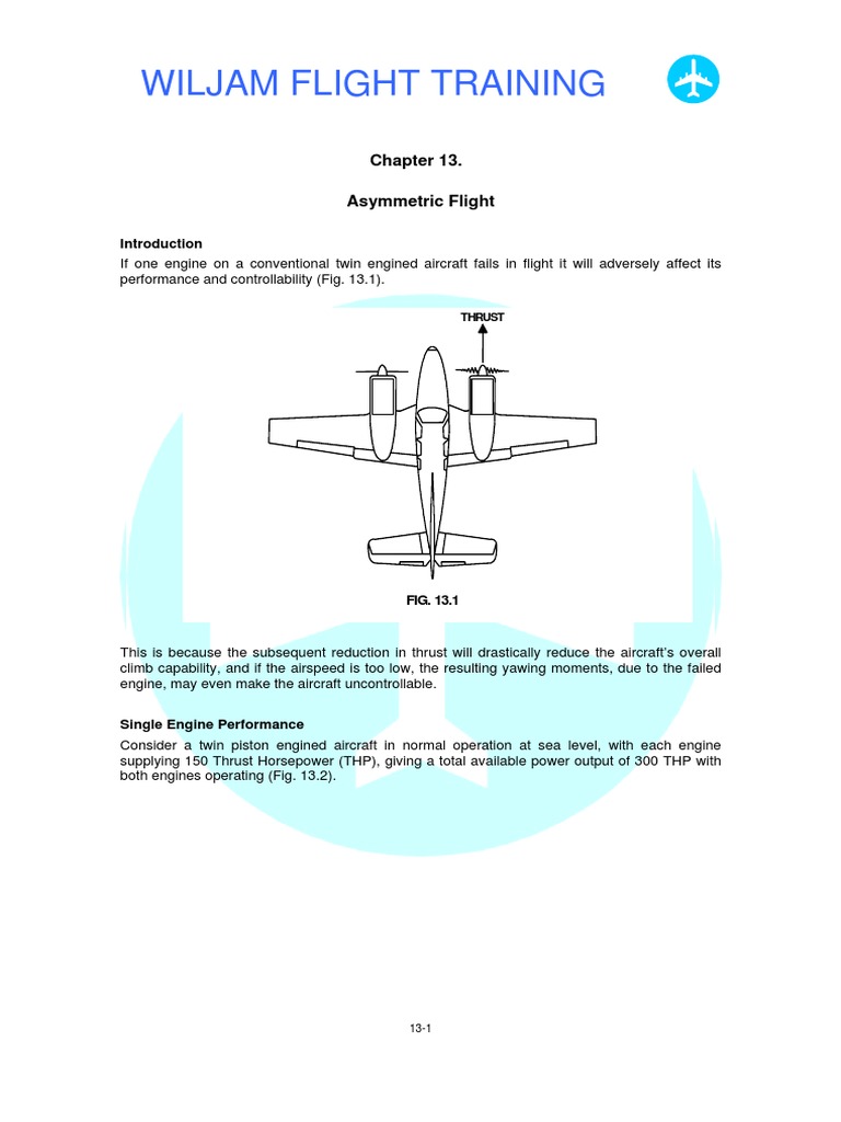 Asymmetric Flight in Twin-Engine Aircraft | PDF | Takeoff | Aircraft
