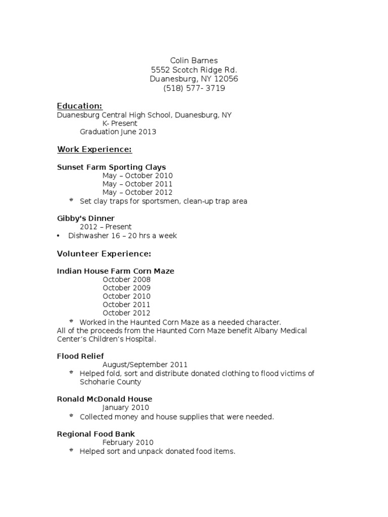 Colin Barnes Resume | PDF