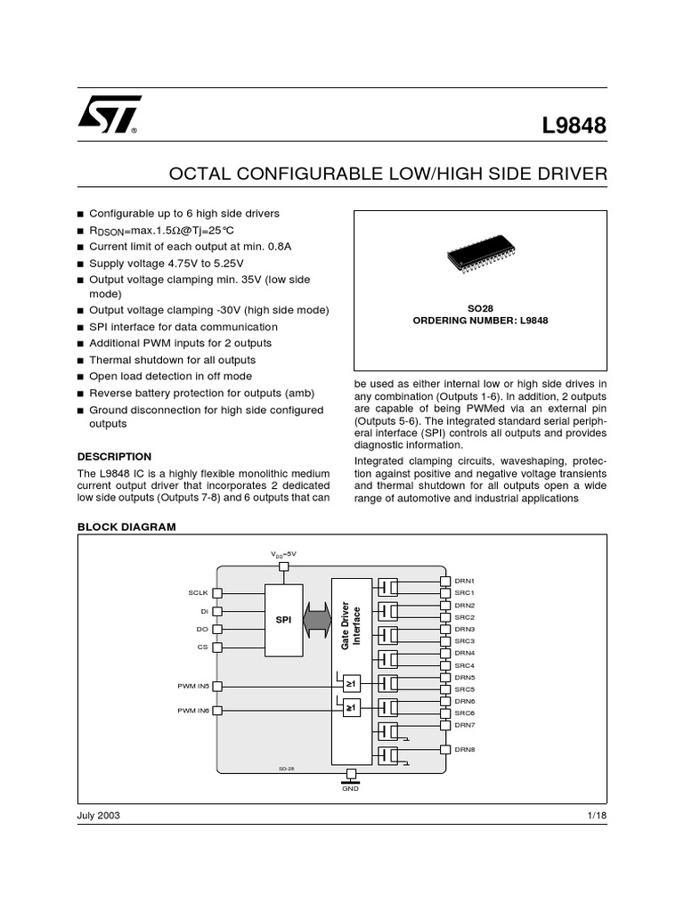 Octal Configurable Low/High Side Driver: Description | PDF | Mosfet ...