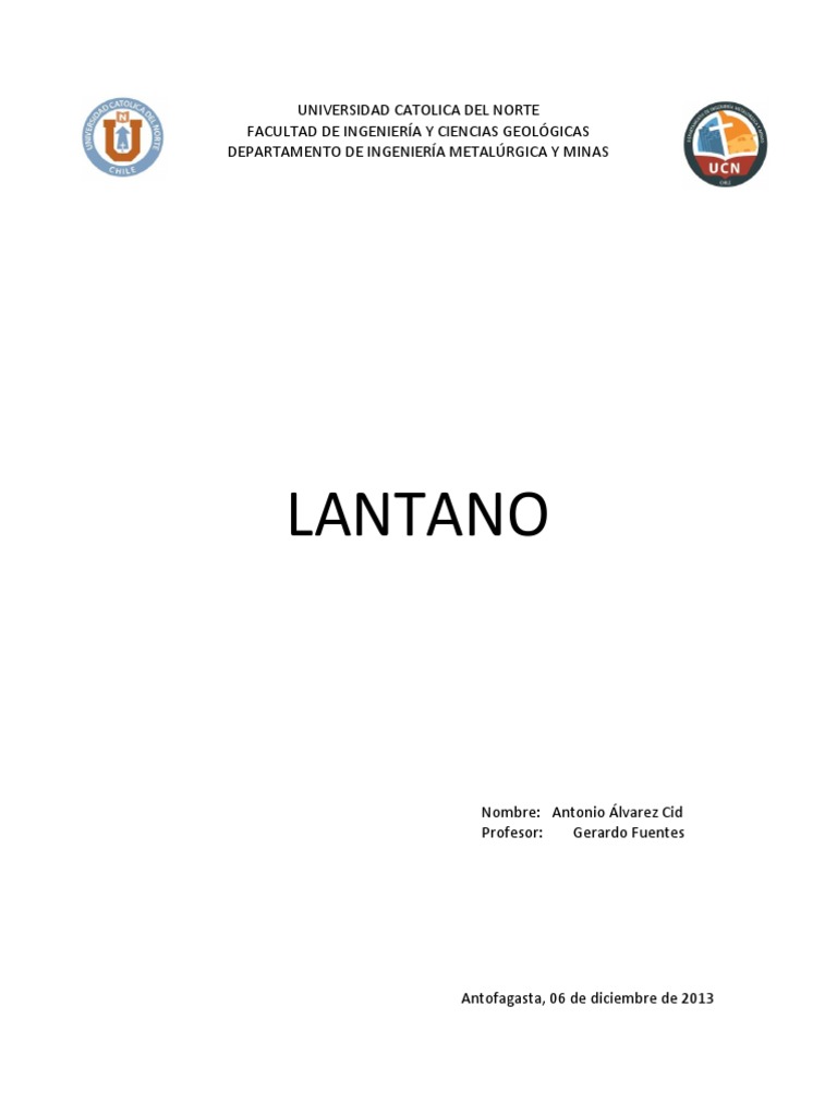 Propiedades y Usos del Lantano | PDF | Elemento de tierras raras ...