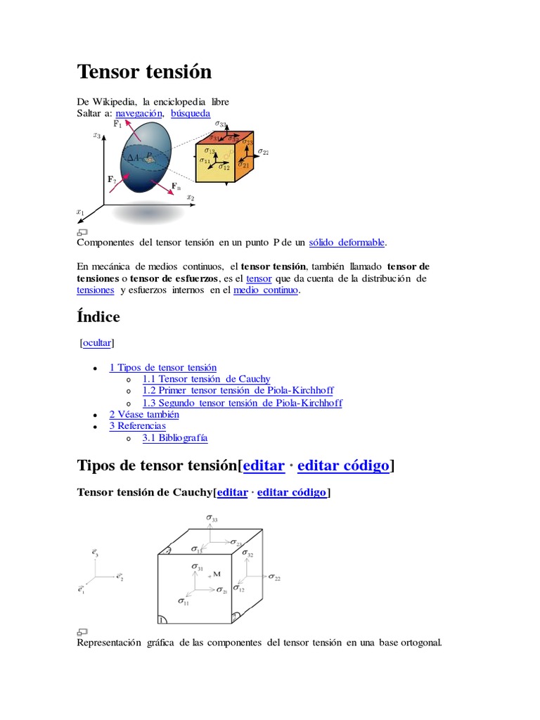 Tensor tensión | Tensor | Estrés (Mecánica)