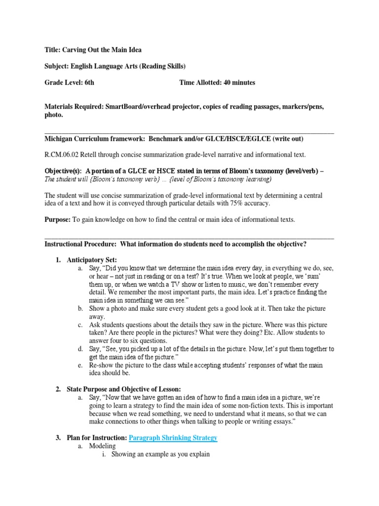 Paragraph Shrinking Strategy Guide | PDF | Curriculum | Paragraph