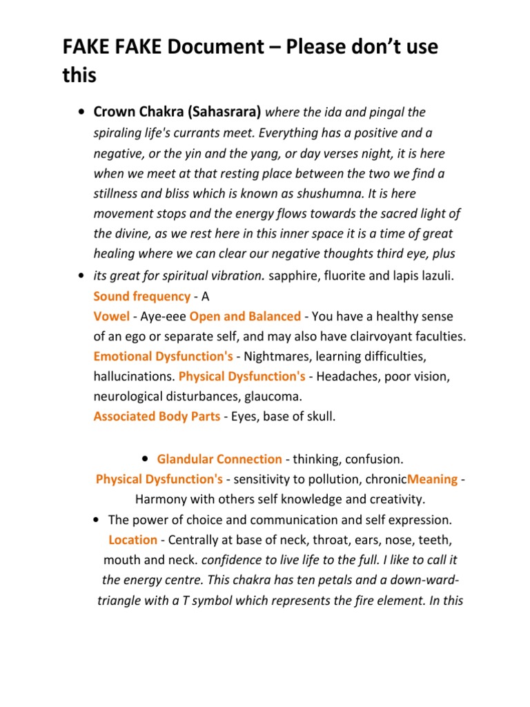 FAKE FAKE Document - Please Don't Use This: Crown Chakra (Sahasrara ...