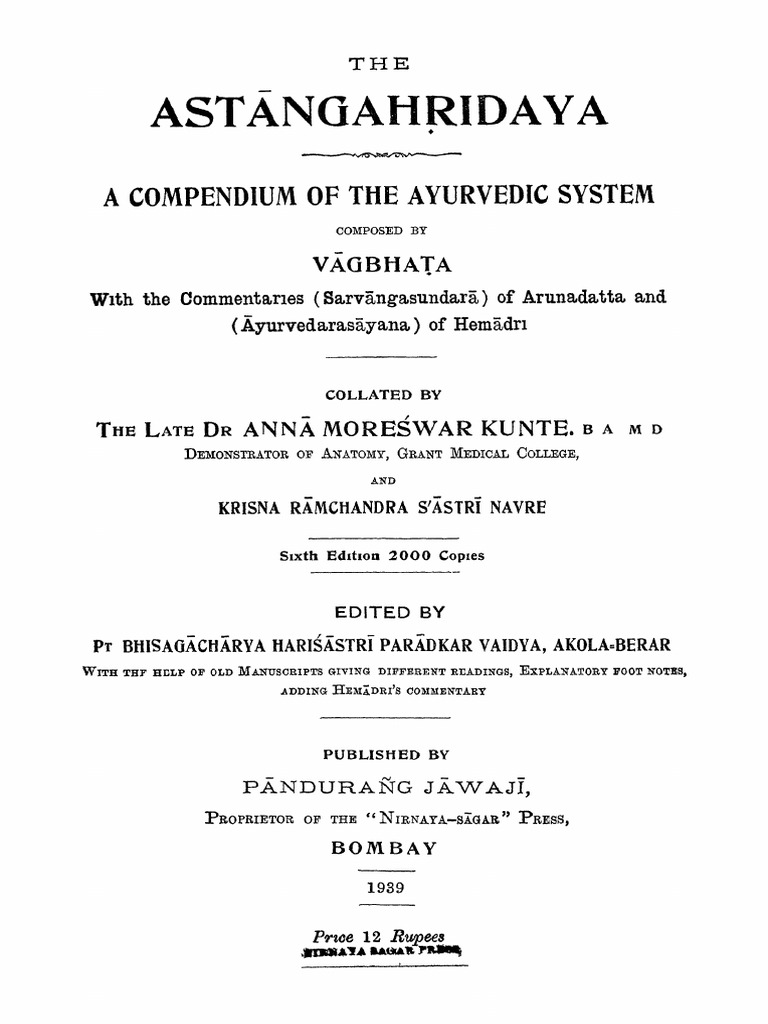 Ashtanga Hridaya of Vagbhata | PDF | Ayurveda | Medical Anthropology