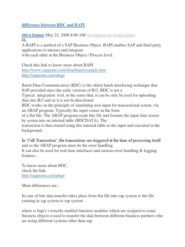 Bapi, BDC & Badi | PDF | Information Technology Management | Computer Data