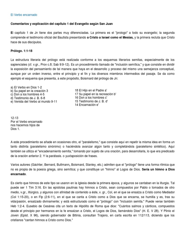 El Verbo Encarnado | PDF | Gracia divina | Jesús