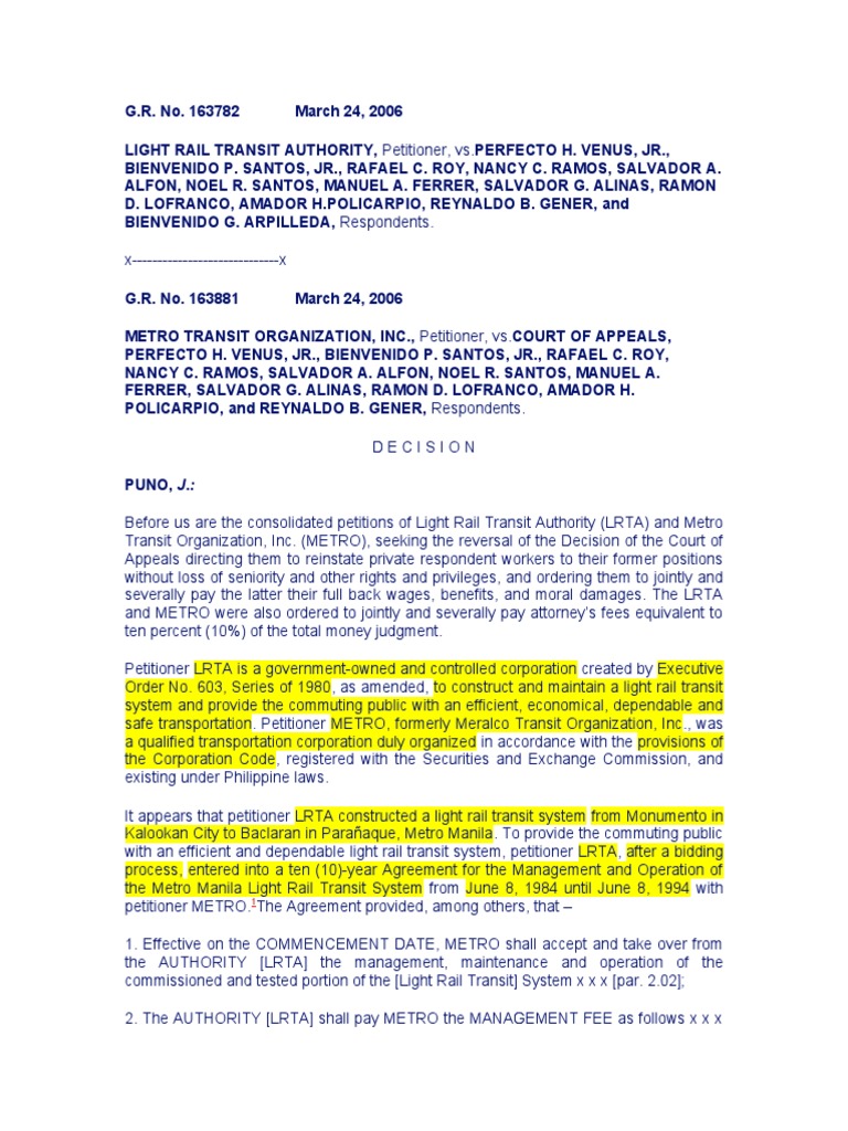 Light Rail Transit v. Venus Jr. | PDF | Justice | Crime & Violence