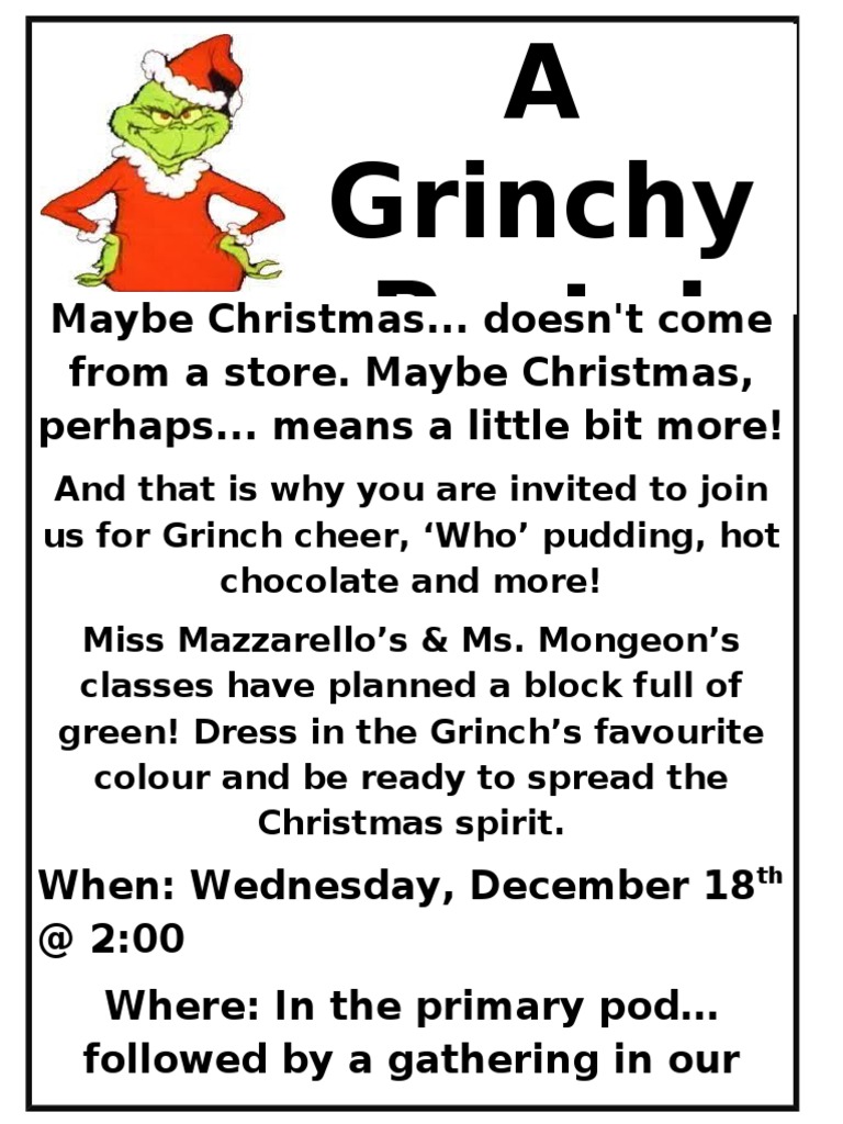 A Grinchy Party | PDF | Cooking, Food & Wine | Home & Garden