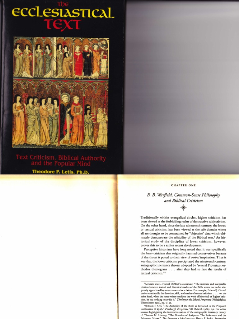 Dr. Theodore Letis' Essay, "B.B. Warfield, Common-Sense Philosophy and ...
