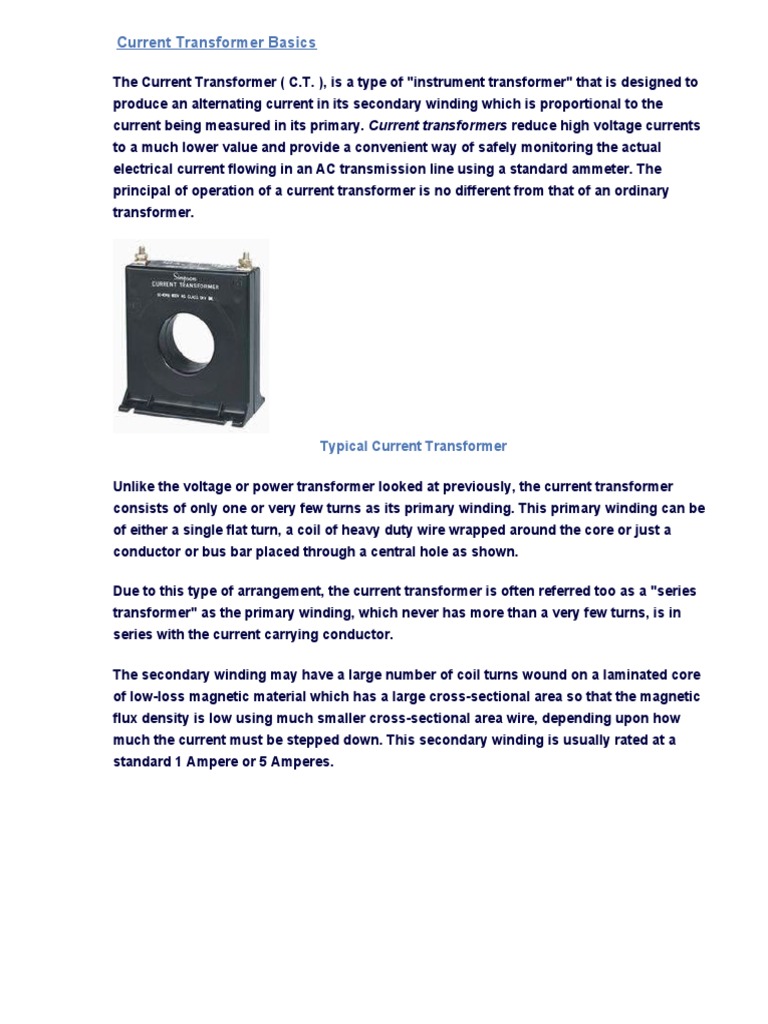 Current Transformer Basics | PDF | Transformer | Electric Current