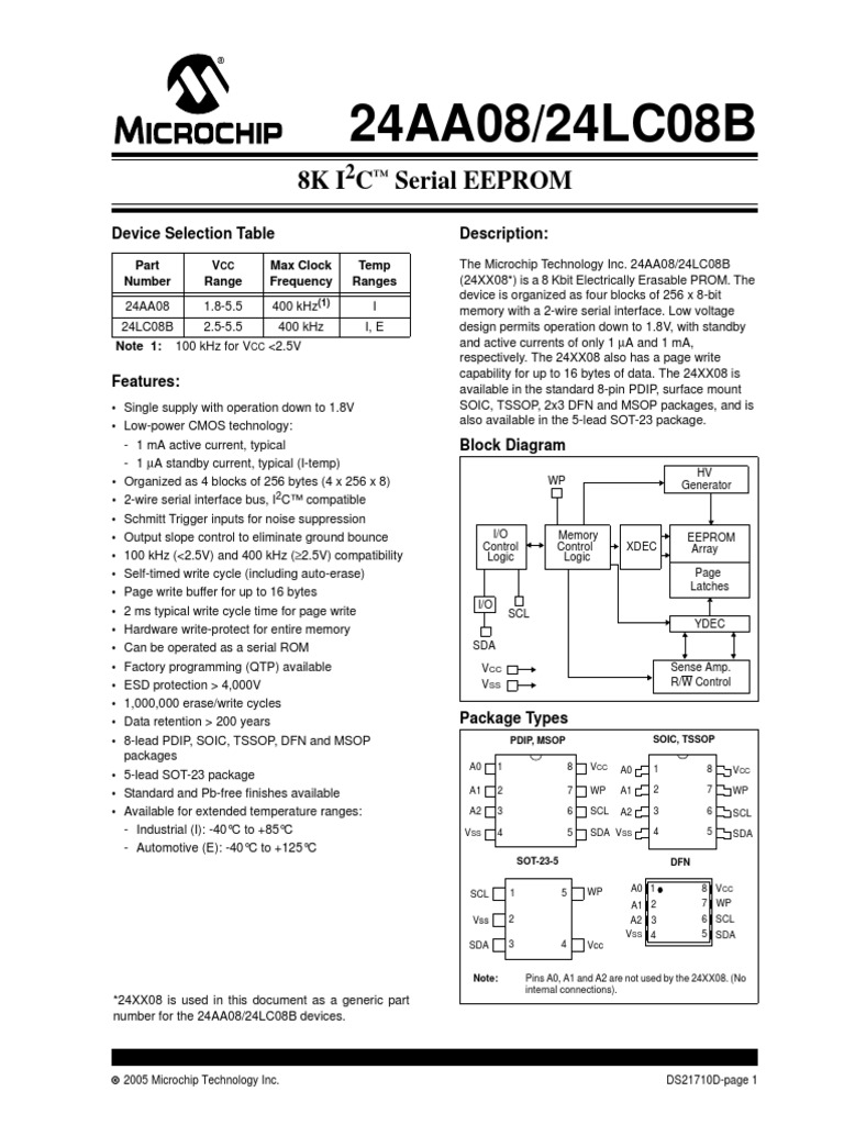 24lc08 Eeprom | PDF | Bit | Pointer (Computer Programming)