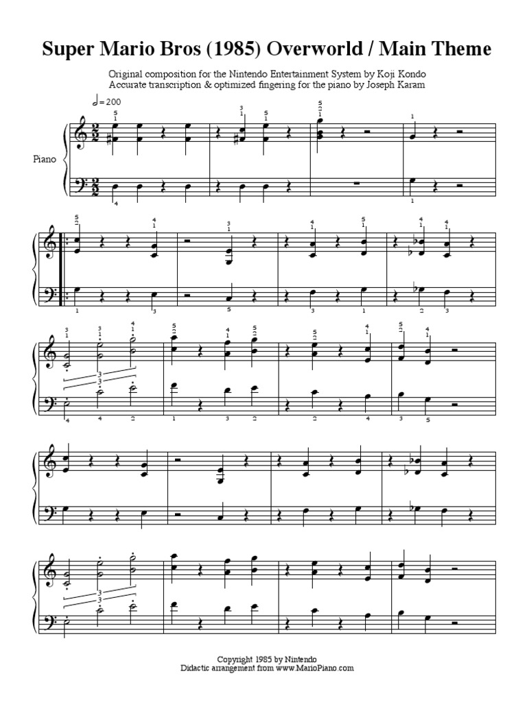 Super Mario Piano Music | PDF