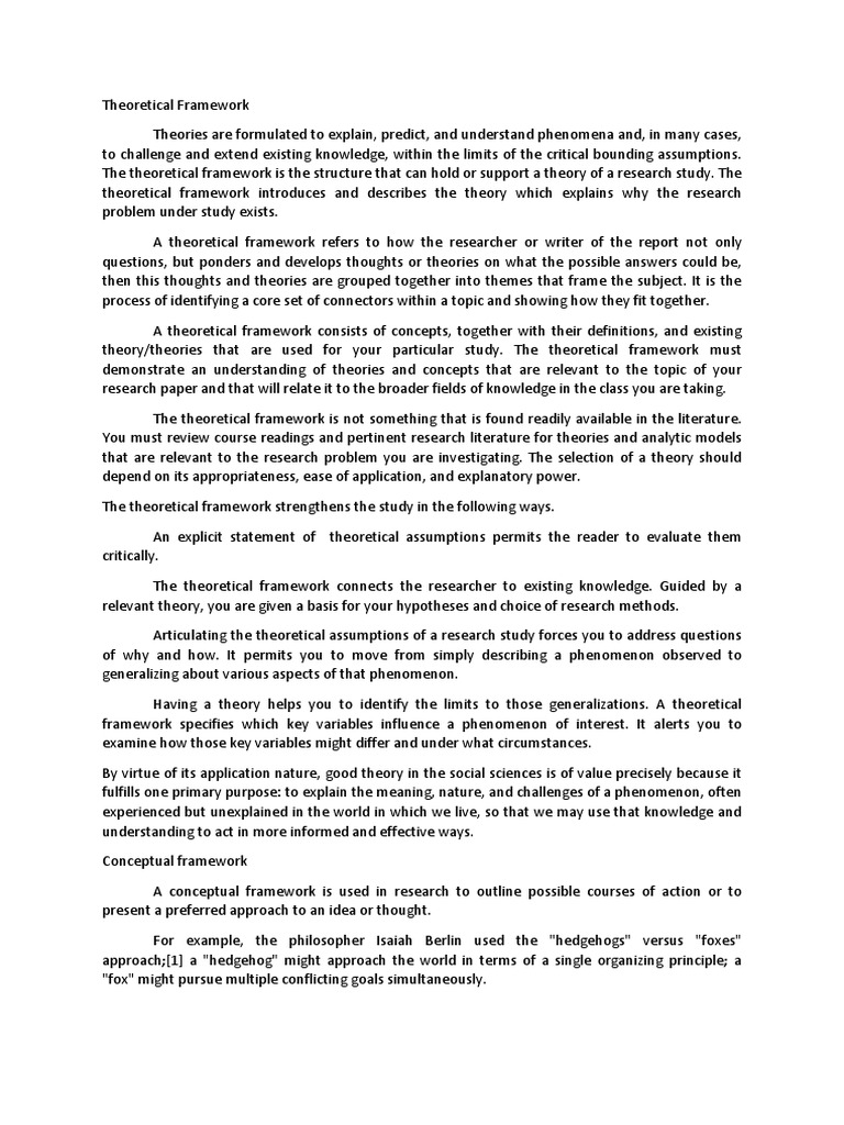 Theoretical Framework For Thesis Design | PDF | Conceptual Framework ...