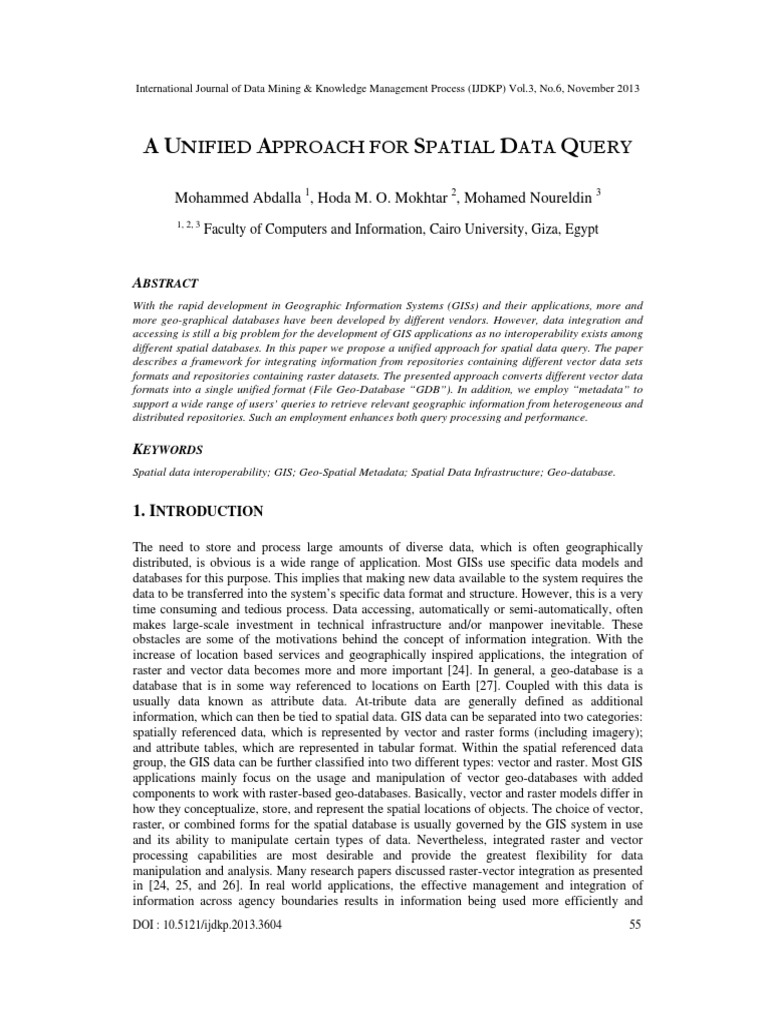 A Unified Approach For Spatial Data Query | PDF | Geographic Information System | Metadata
