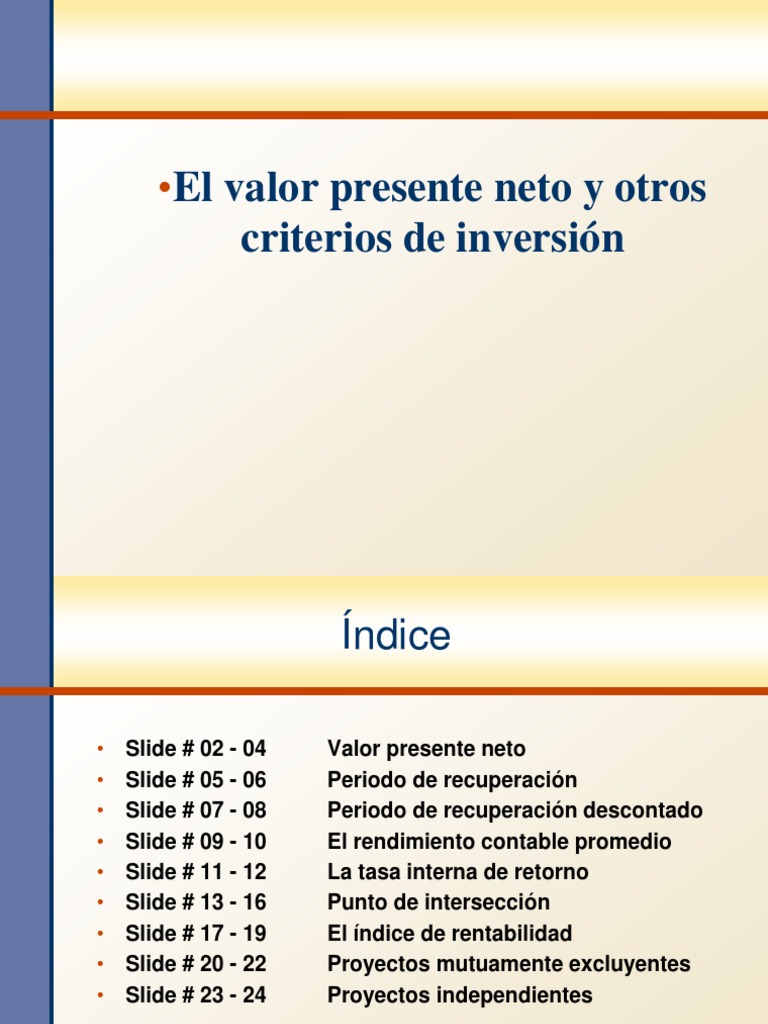 Valor presente neto y criterios de inversión | Valor presente neto ...