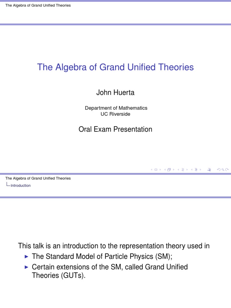 The Algebra of Grand Unified Theories Explained | PDF | Standard Model | Elementary Particle